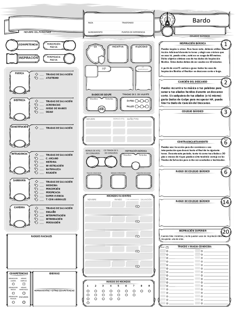 Ficha Base Bardo | PDF