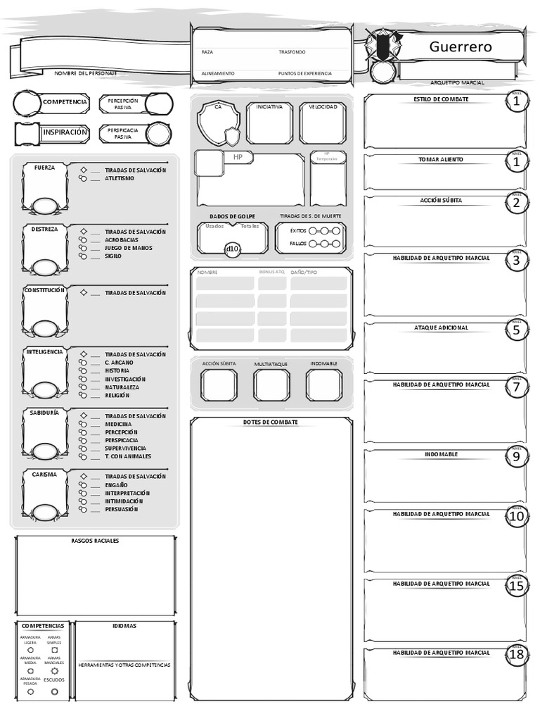 Ficha Base Guerrero | PDF