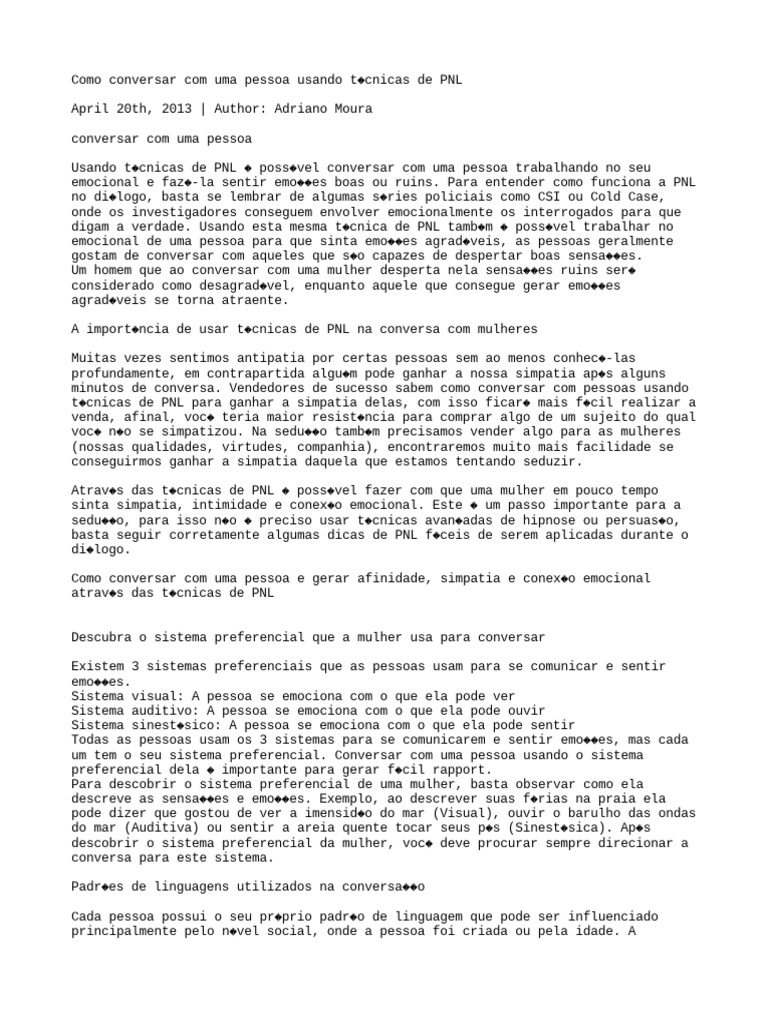 Como Conversar Com Uma Pessoa Usando Técnicas de PNL | PDF | Mulher