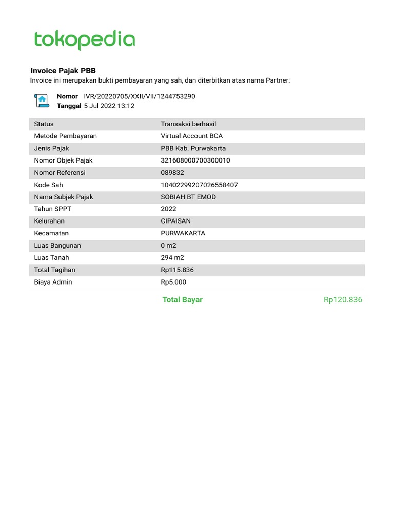 Invoice PBB 2022 | PDF