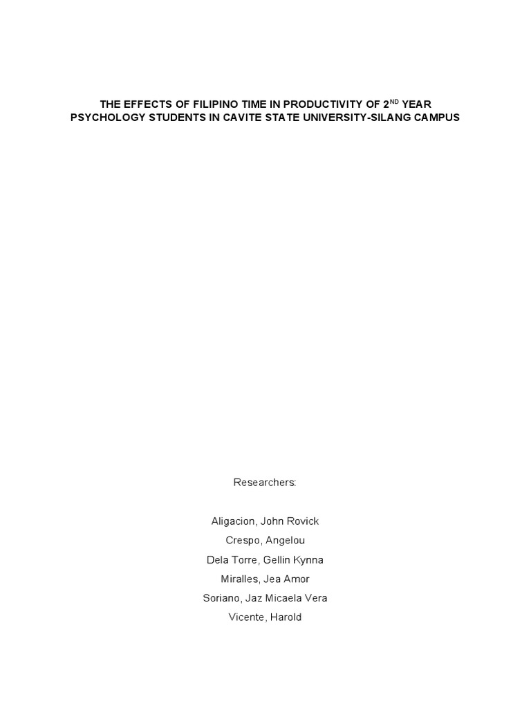 Impact of Filipino Time on Student Productivity | PDF