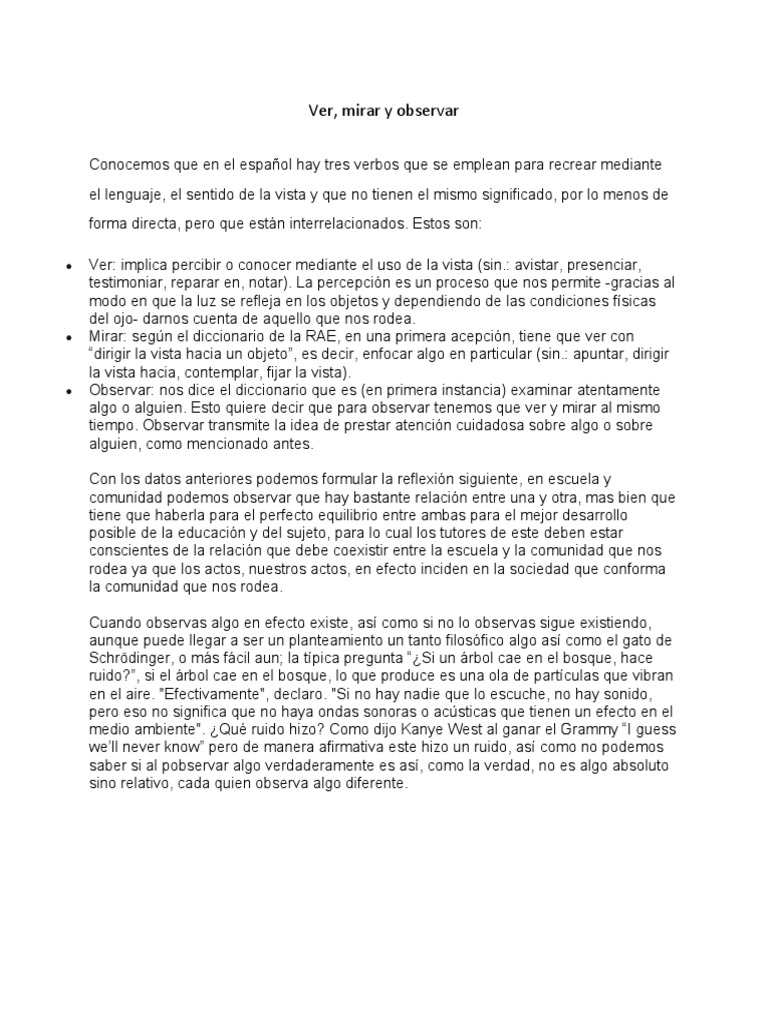 Ver, Mirar y Observar | Descargar gratis PDF | Sonido | Cognición