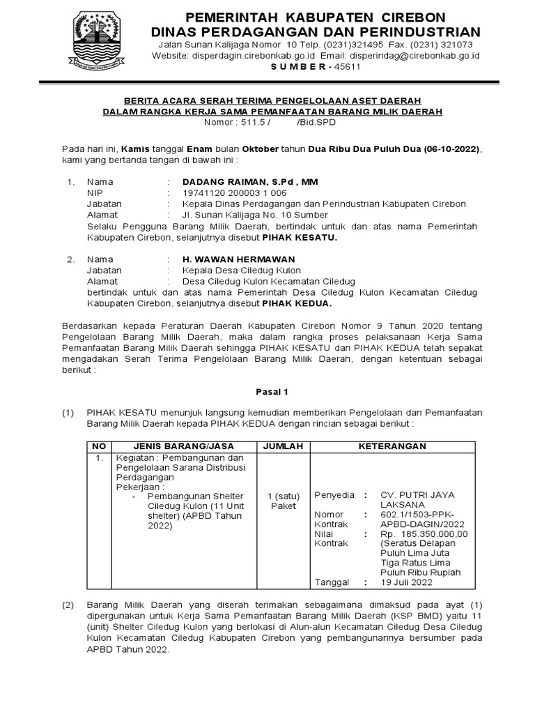 Draft BA KSP BMD Shelter Ciledug Kulon | PDF