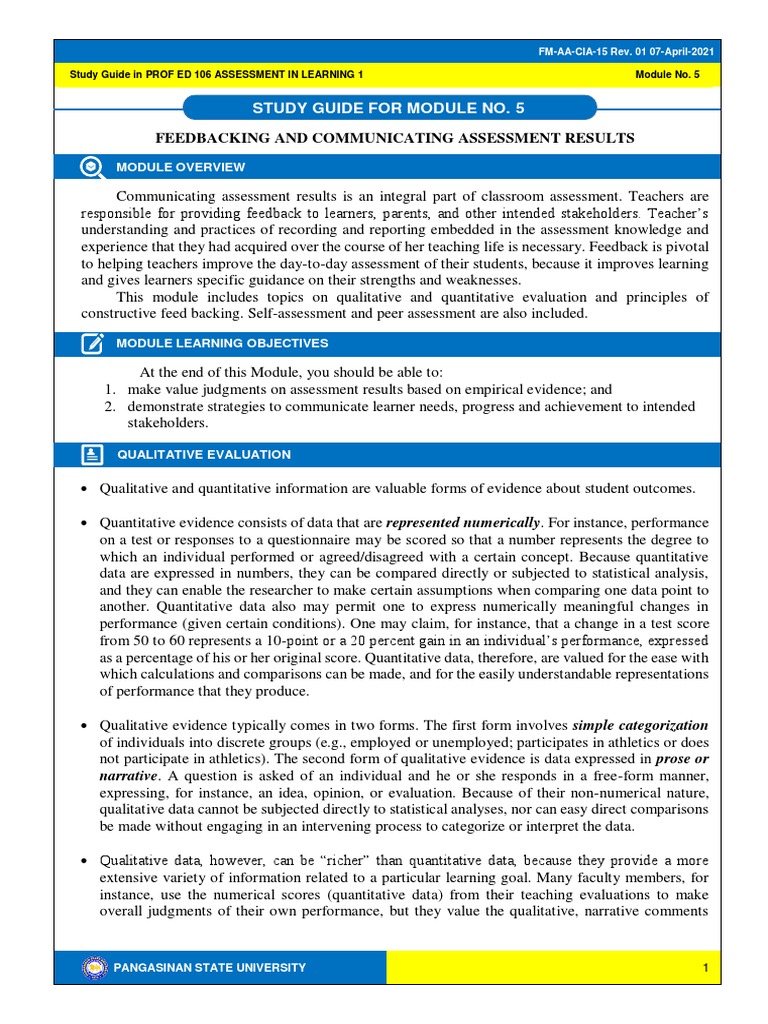 Module 5 | PDF | Educational Assessment | Qualitative Research
