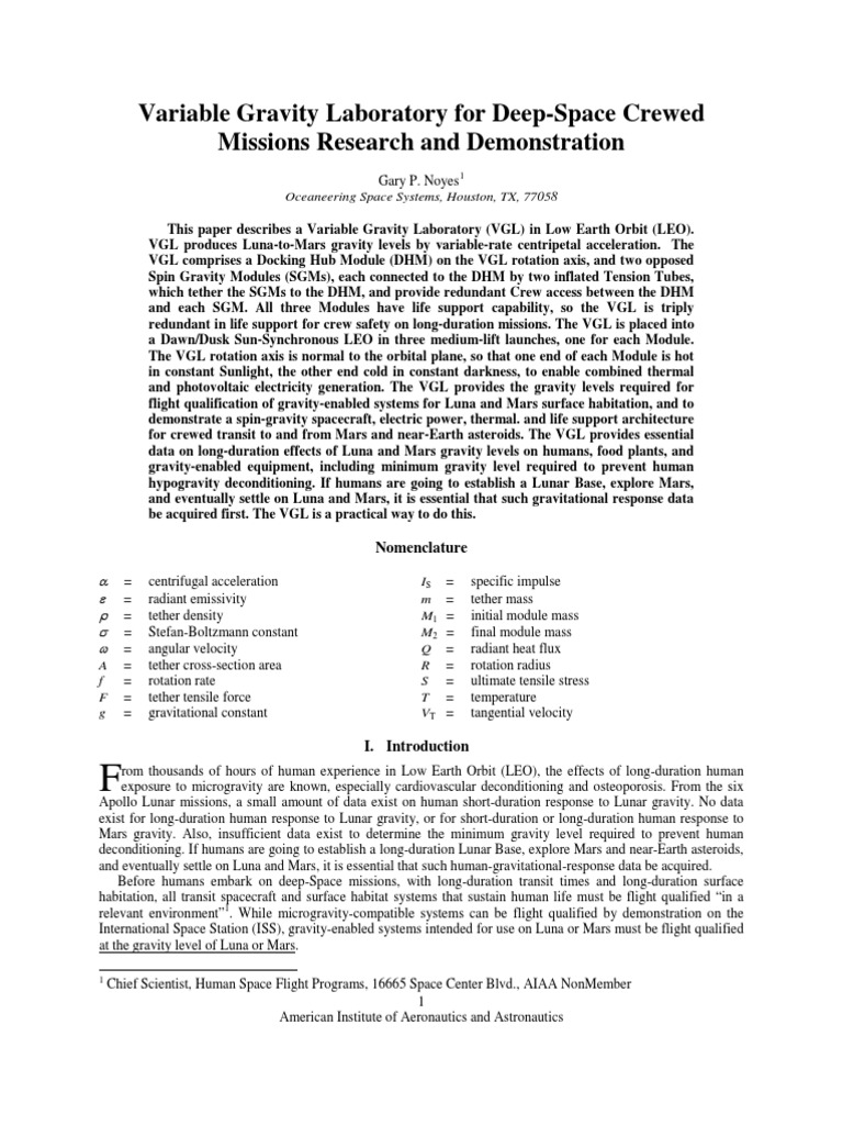 Variable Gravity Laboratory | PDF | International Space Station | Moon