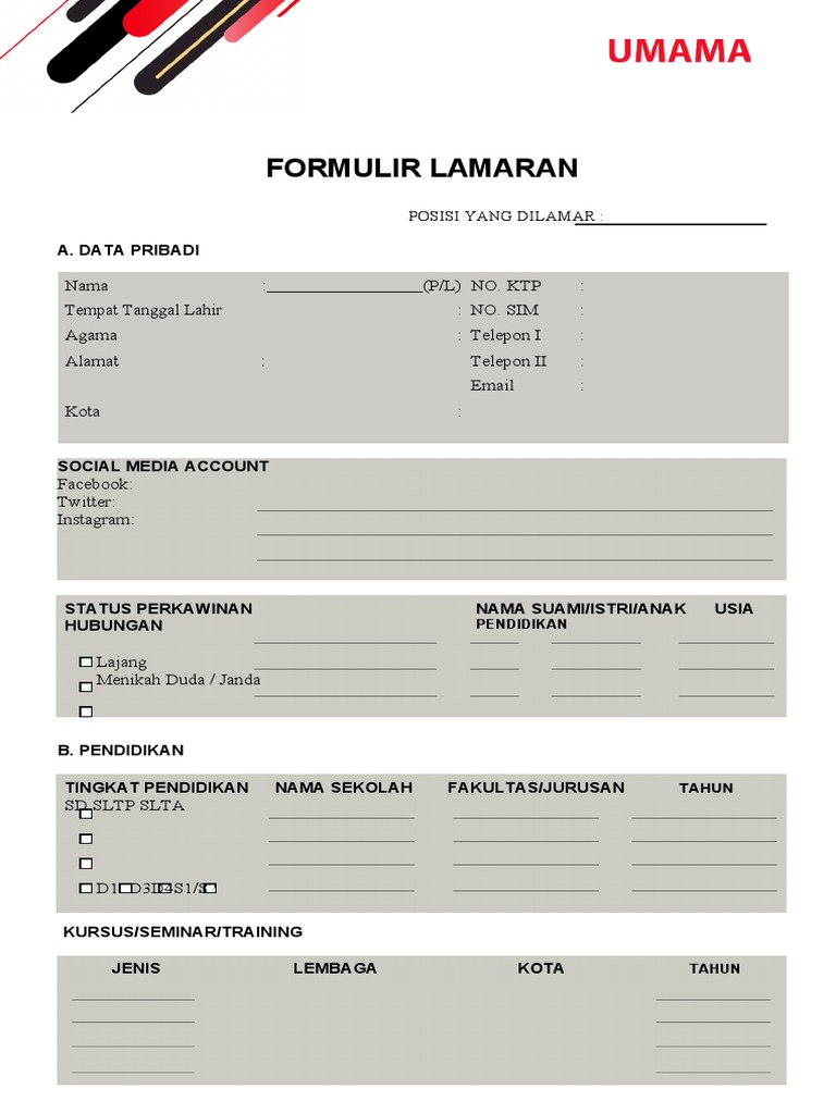Form Lamaran Umama | PDF
