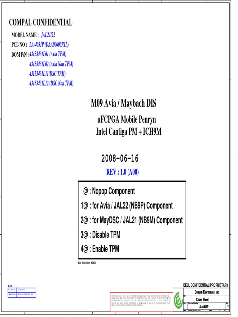 M09 Avia / Maybach DIS: Compal Confidential | PDF | Trade Secret ...