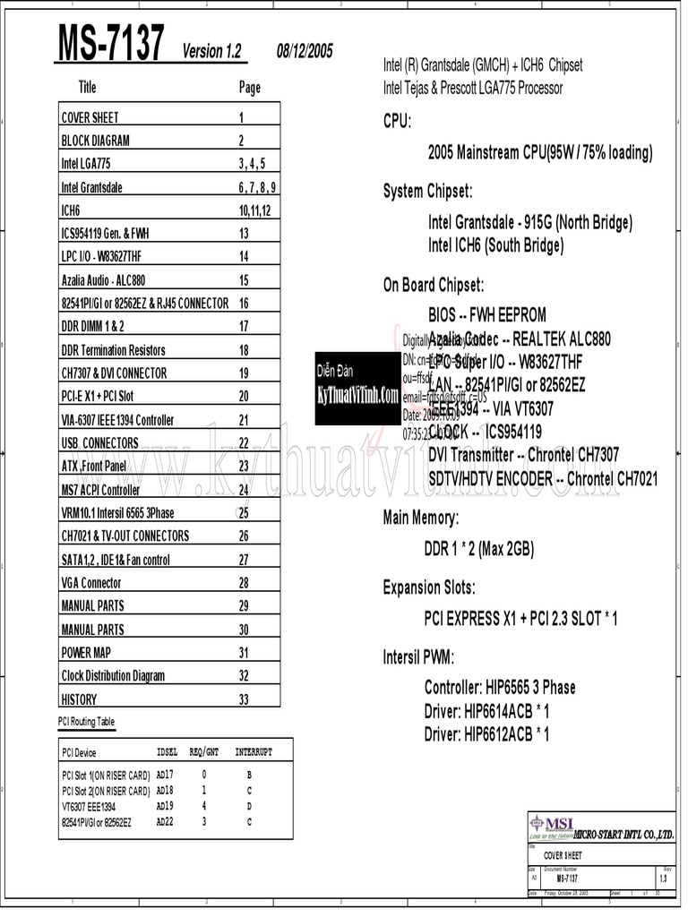 Msi MS-7137 - Rev 1.3 | PDF | Computing | Office Equipment
