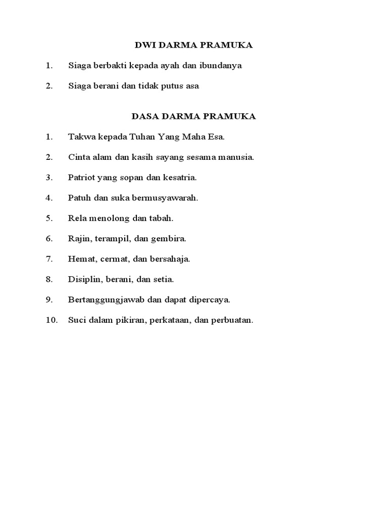 Teks Dwi Dan Dasa Darma Pramuka | PDF | Griya & Taman