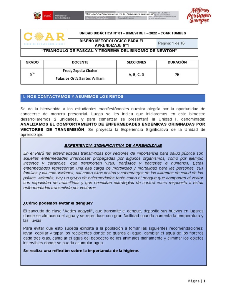 DMpA #1 Quinto Tumbes Unidad I | PDF