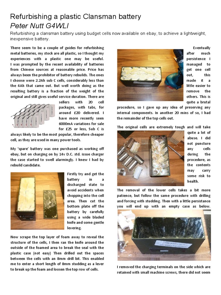Refurbishing A Plastic Battery | PDF | Battery Charger | Manufactured Goods