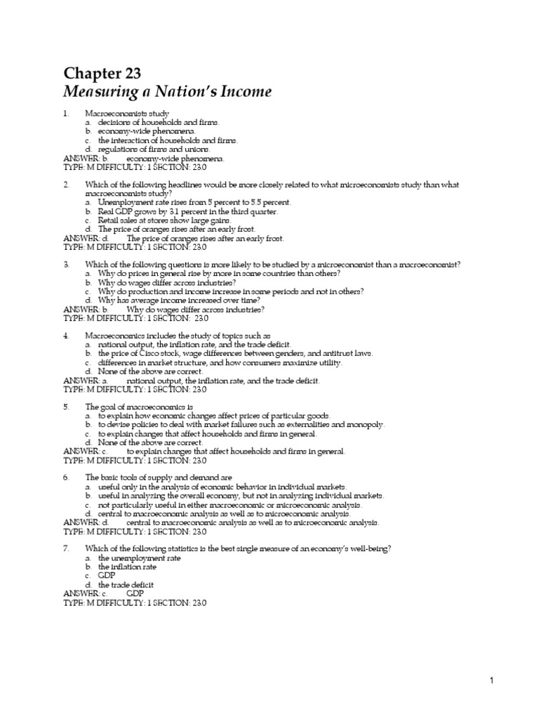 Ch.23. Measuring A Nation's Income | PDF | Macroeconomics | Gross ...