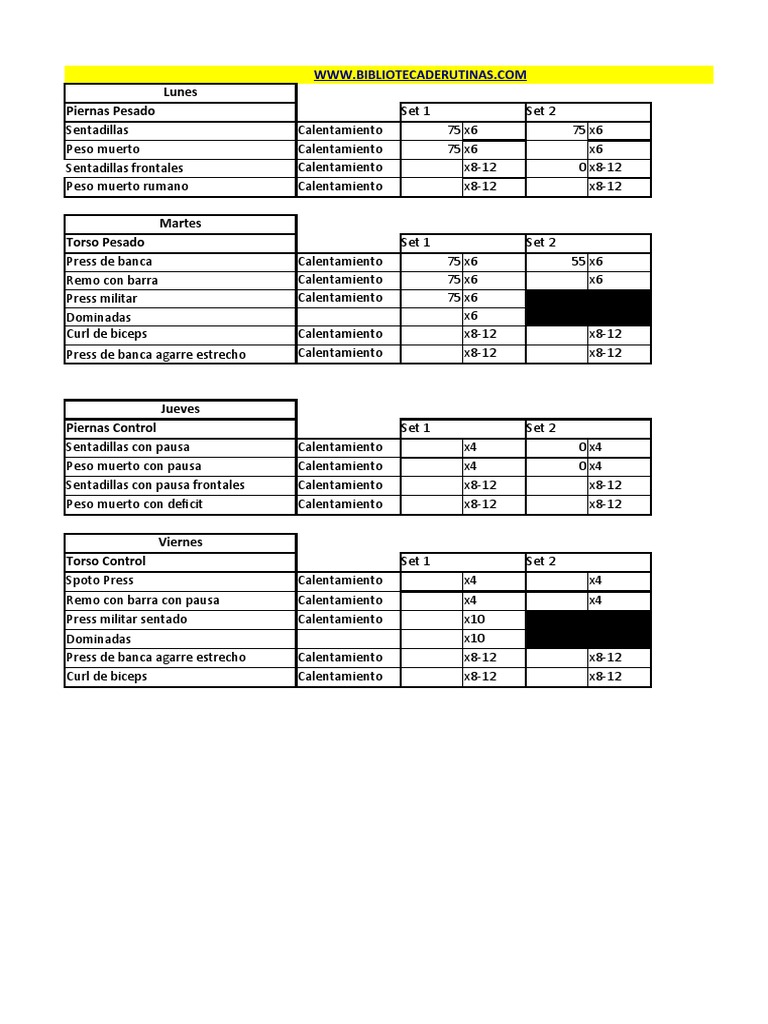 Rutina Candito Linear Program | PDF | Entrenamiento de fuerza ...