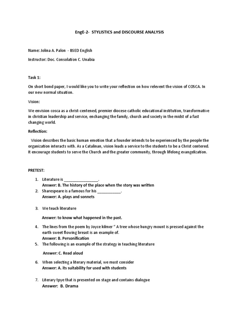 English Doc U Stylistics And Discourse Analysis Pdf Noun Adjective