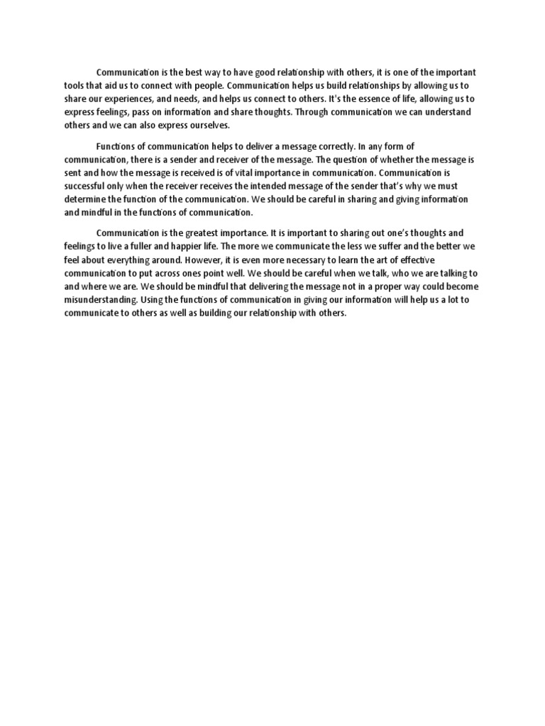 Importance of Communication Essay | PDF | Social Science
