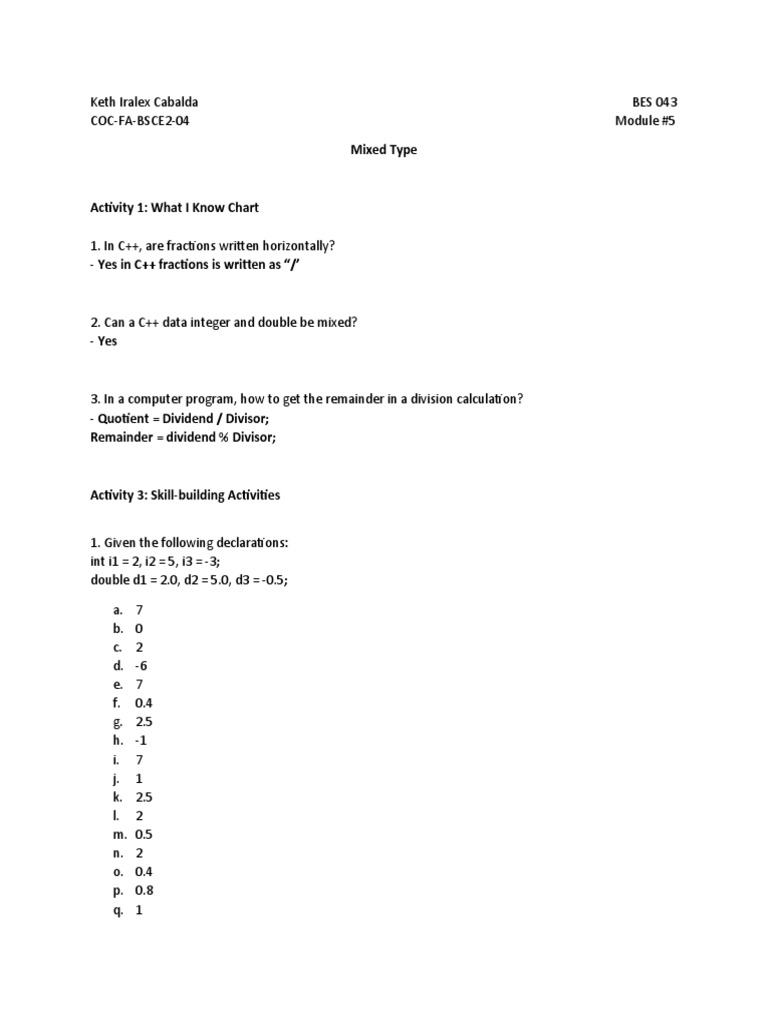 Keth Iralex Cabalda BES 043 (Module 5) | PDF | Computers