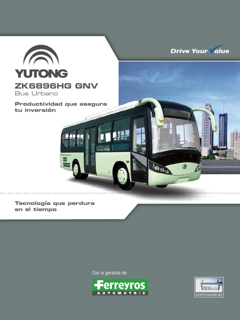 Yutong Urbano ZK6896HG-GNV | PDF | Eje | Vehículos terrestres