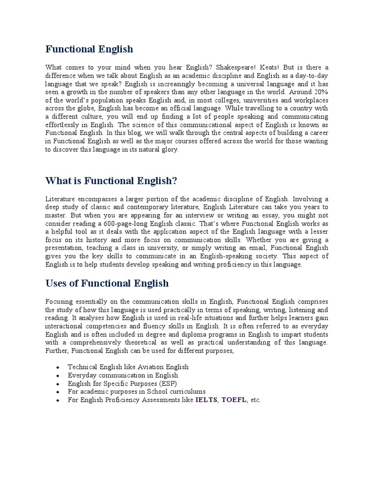 Functional English | PDF | Part Of Speech | Noun