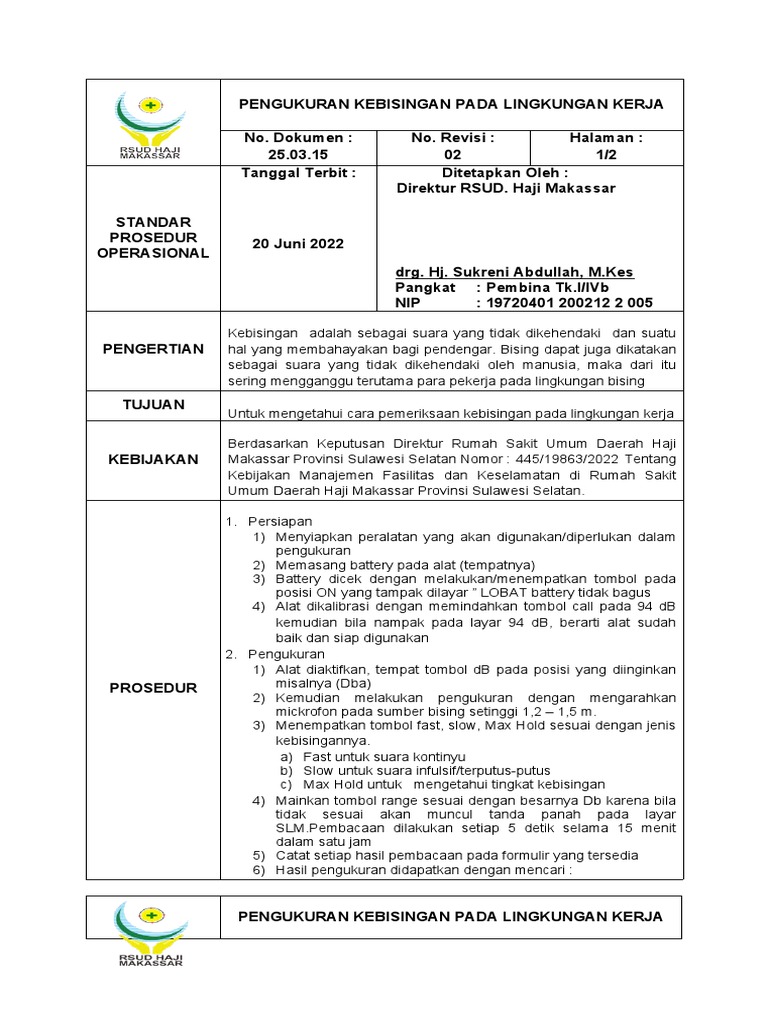 Pengukuran Kebisingan di Tempat Kerja | PDF