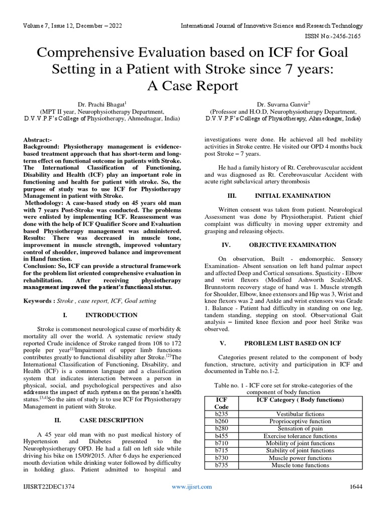 Comprehensive Evaluation Based On ICF For Goal Setting in A Patient ...