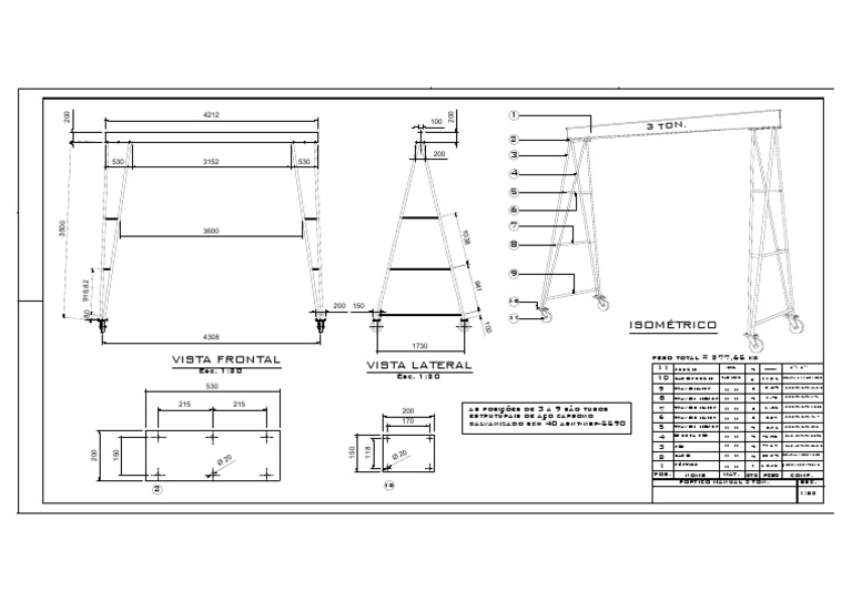Portico Manual para 3 Toneladas | PDF