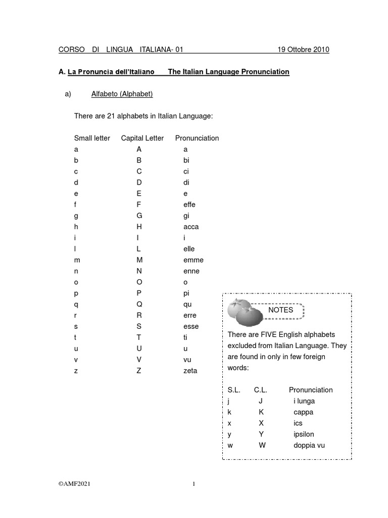 Italian Diction 01 | PDF | Alphabet | Vowel