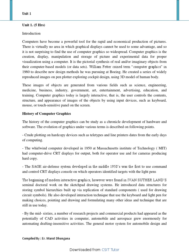 Computer Graphics Note by Maruti Dhungana | PDF | Computer Graphics | Vacuum Tube