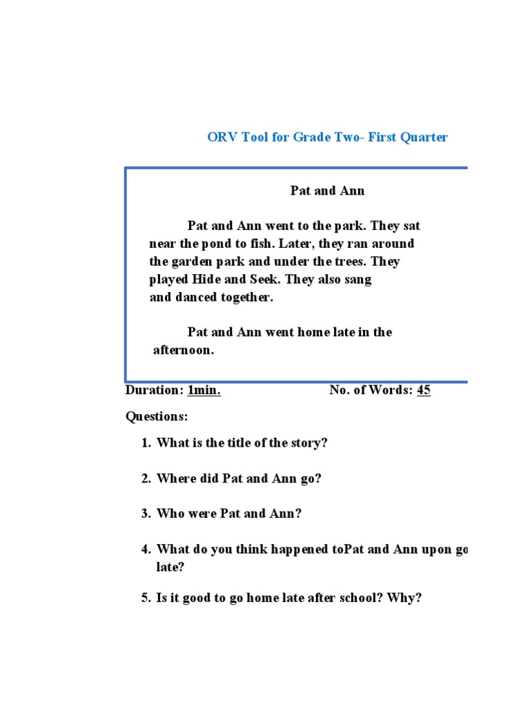 1st Quarter ORV Tool | PDF | Foreign Language Studies | Home & Garden