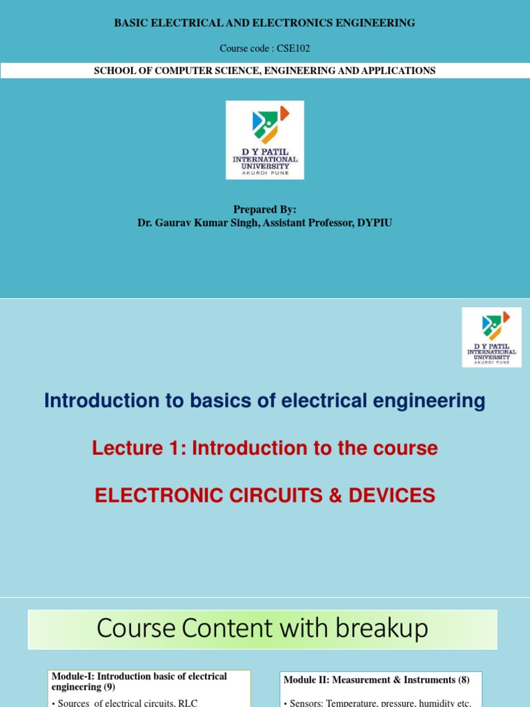 BEE - UNIT 1 - Lecture 1 - Introduction - Basics | PDF | Electrical Network | Bipolar Junction ...
