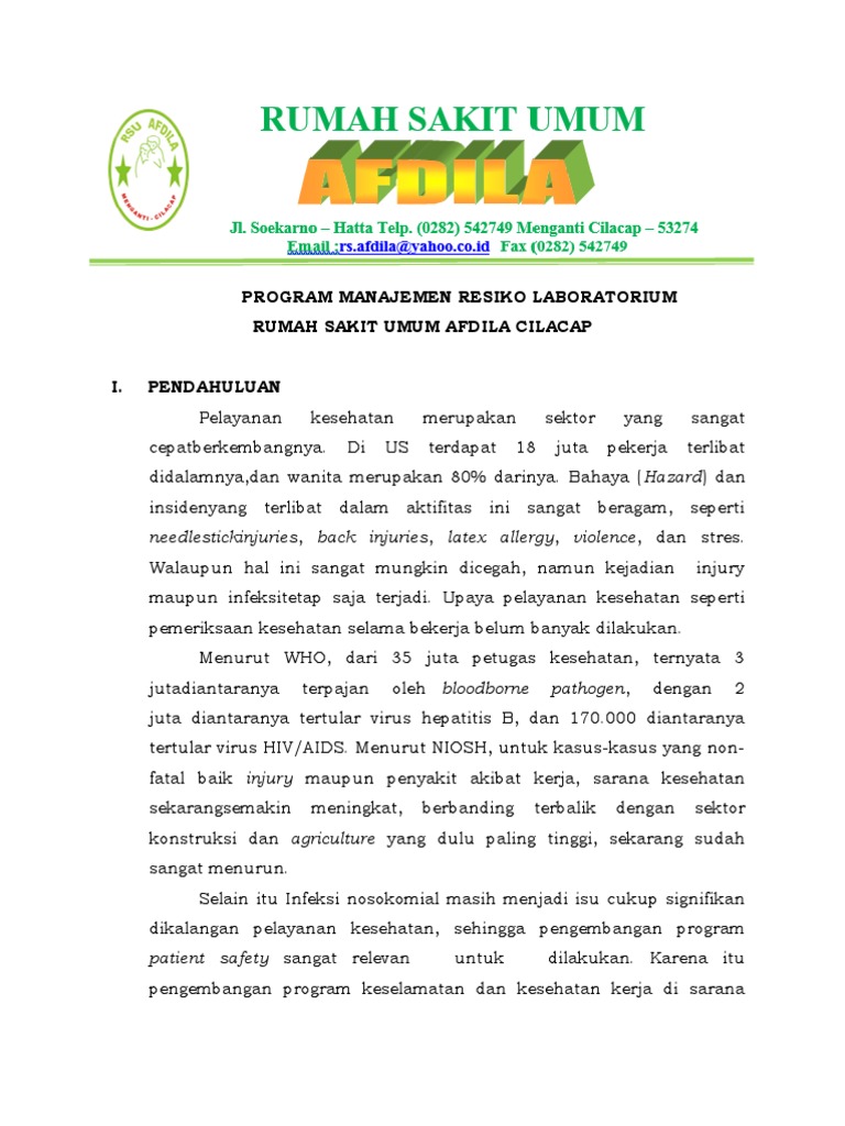 Program Manajemen Risiko Lab | PDF | Kesehatan Holistik