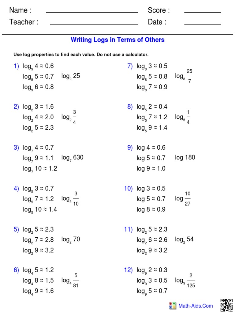 Algebra2 Explog Rewritelogs | PDF