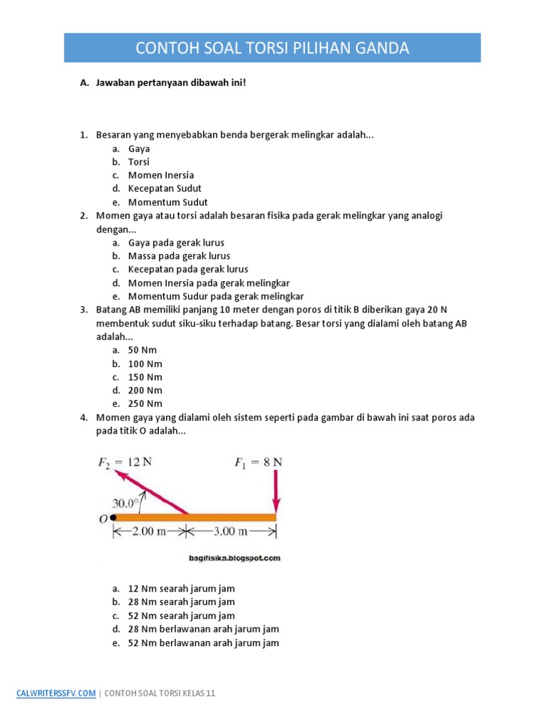 Soal Torsi Pilihan Ganda | PDF