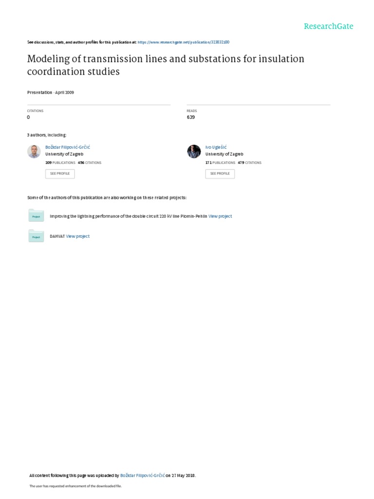 Modeling of Transmission Lines and Substations For Insulation ...