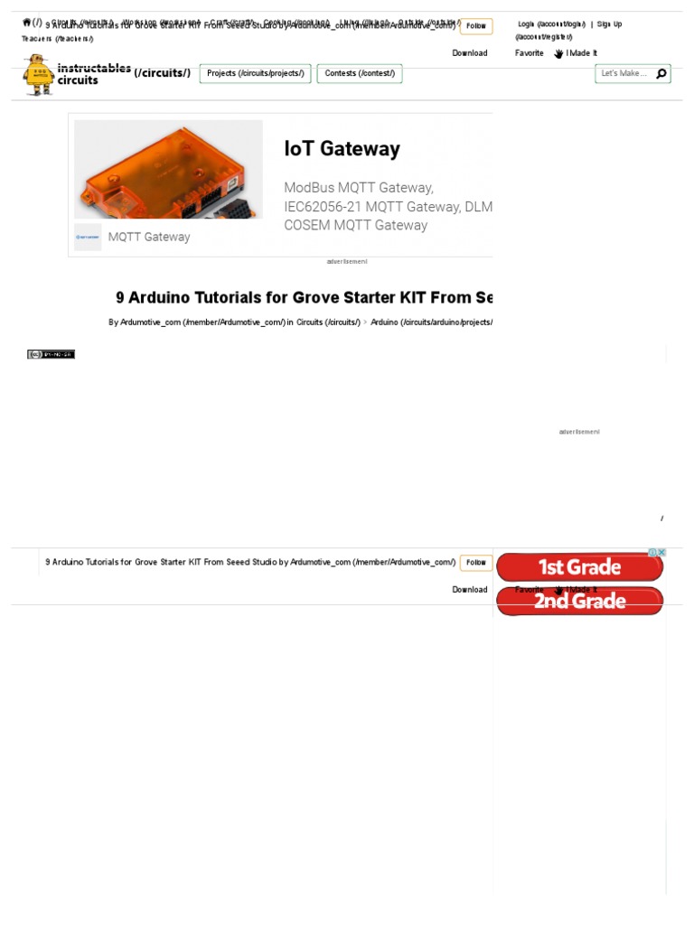 9 Arduino Tutorials For Grove Starter KIT 11 Steps - Instructables | PDF | Arduino | Sensor