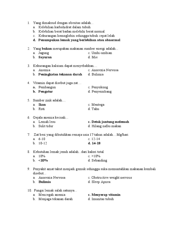 Soal Gizi Seimbang | PDF | Kesehatan Holistik