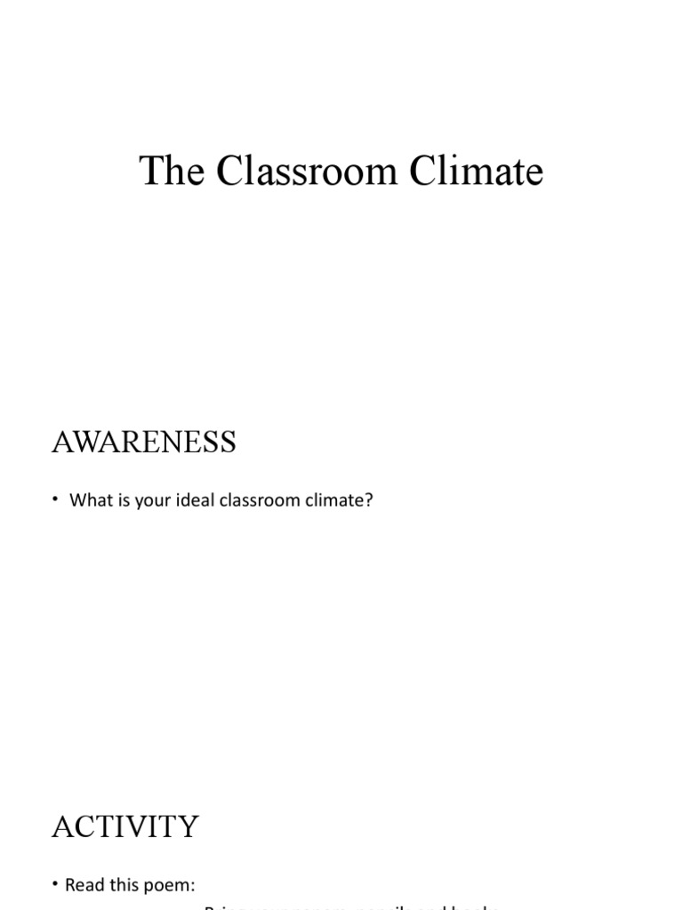 Classroom Climate for Teachers | PDF | Classroom | Teachers