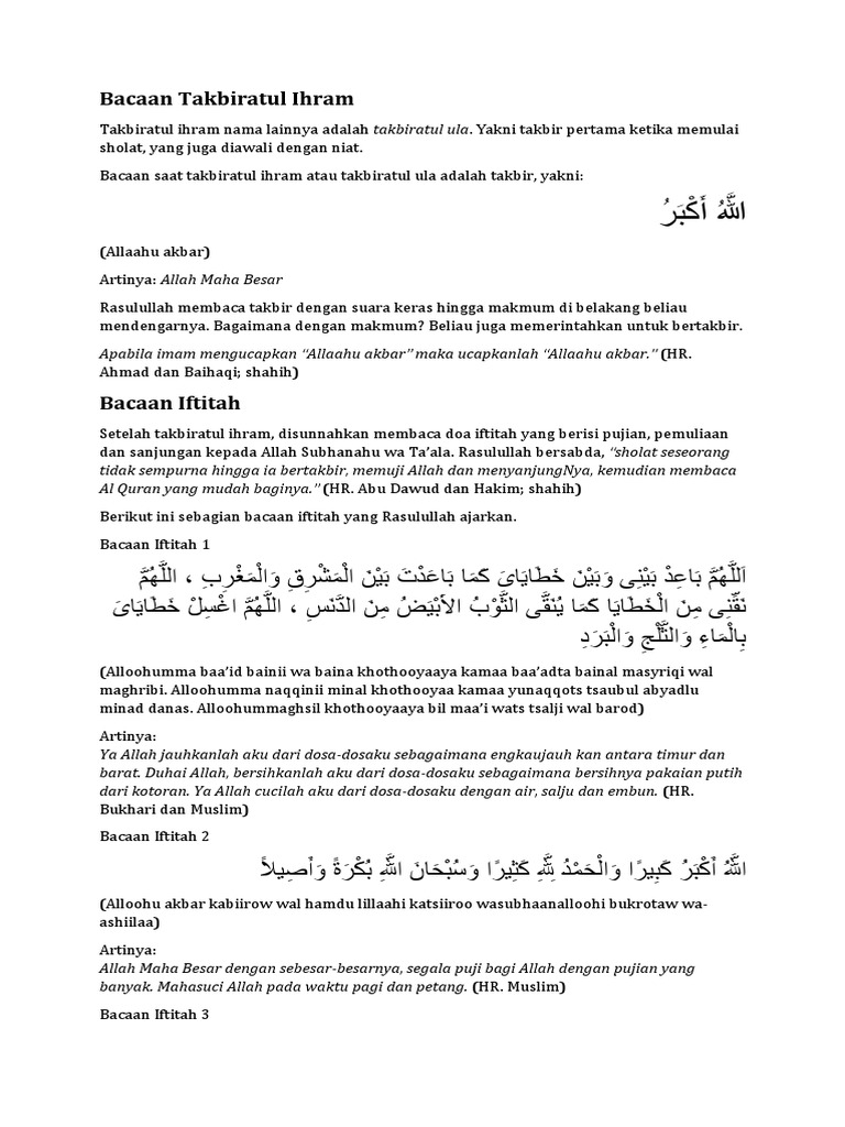 Bacaan Takbiratul Ihram | PDF