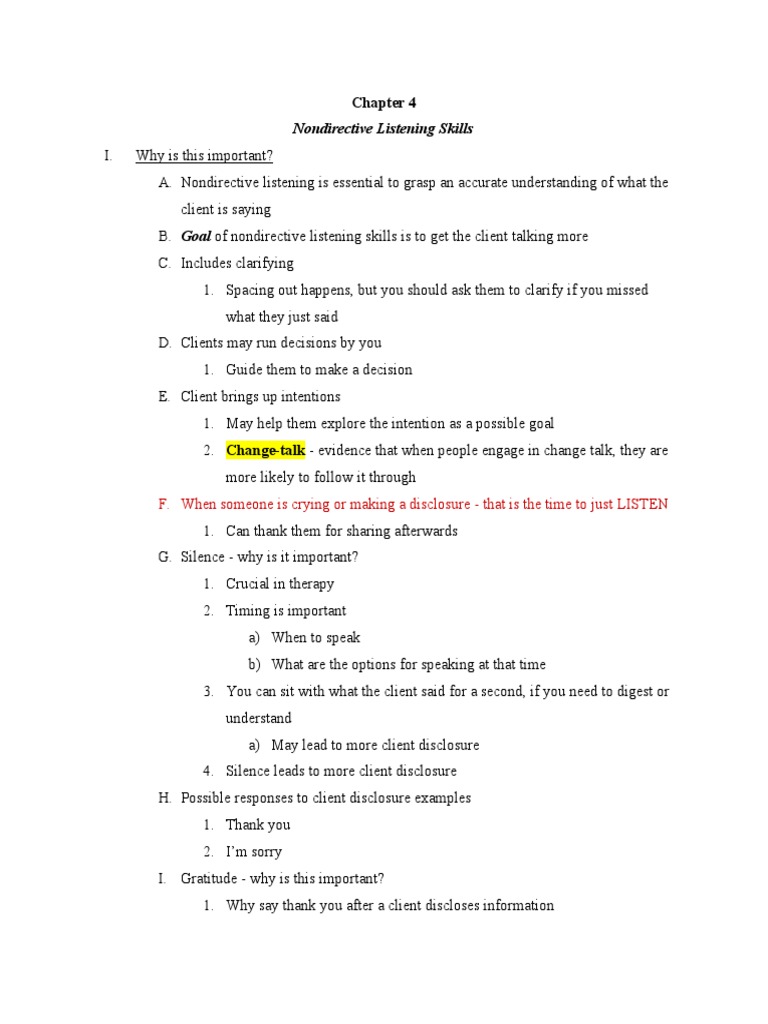 04 - Nondirective Listening Skills | PDF | Nonverbal Communication ...