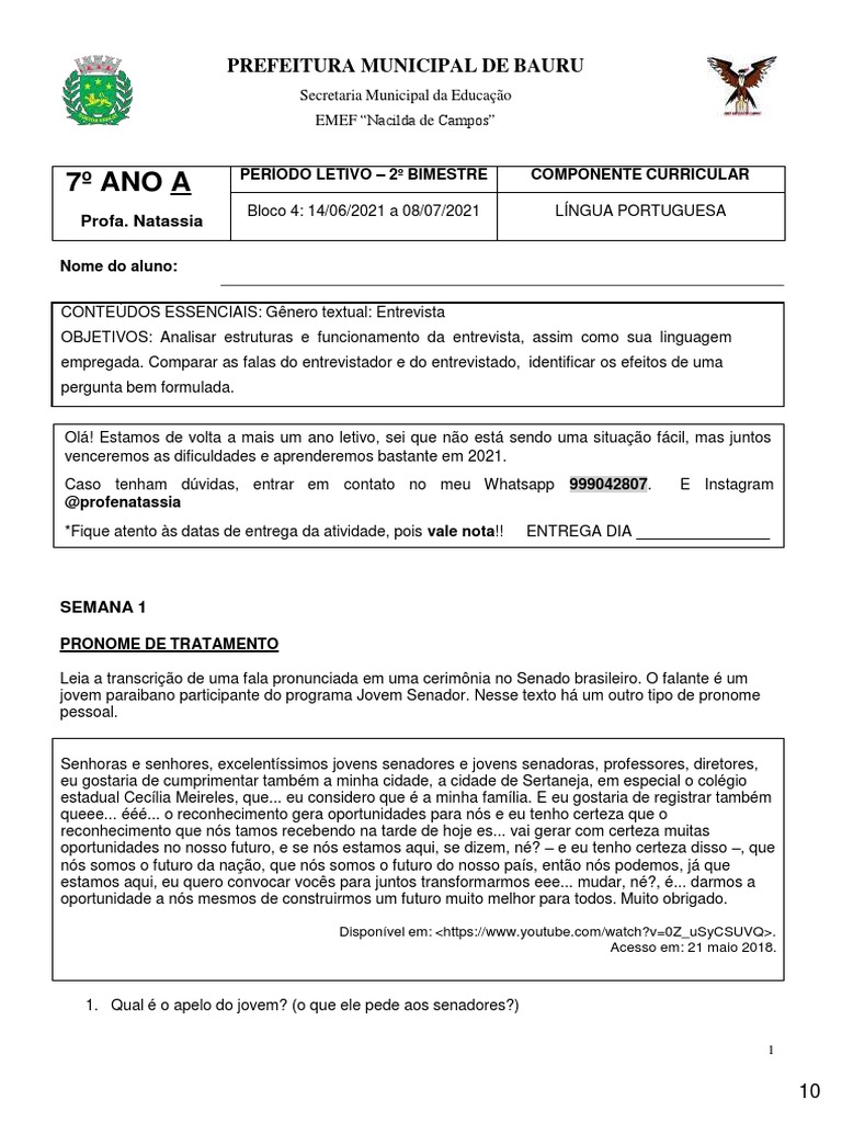 2ºBIMESTRE - BLOCO 4 - 14-06-2021 A 08-07-2021-7º ANO A | PDF | Era dos ...