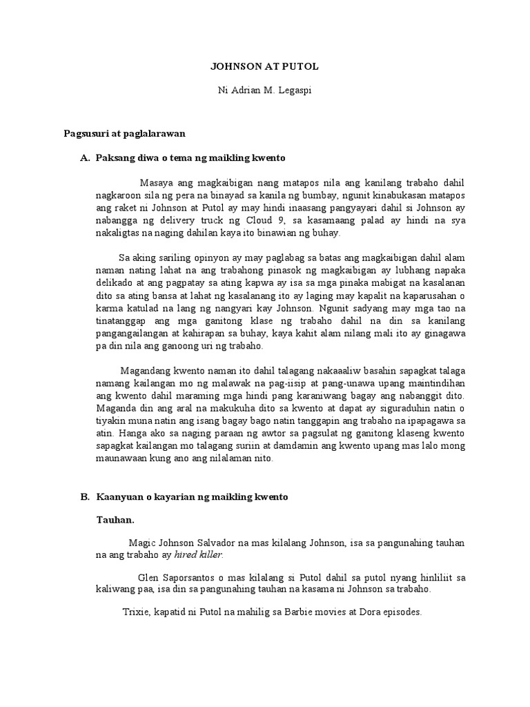Pagsusuri - Johnson at Putol | PDF