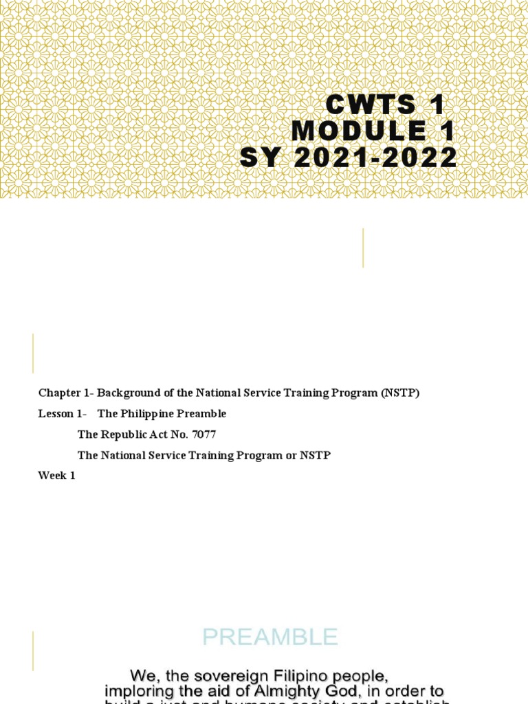 CWTS 1 Module 1 | PDF | Self Actualization | Servant Leadership