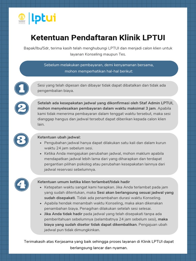 Ketentuan Pendaftaran Klinik LPTUI | PDF