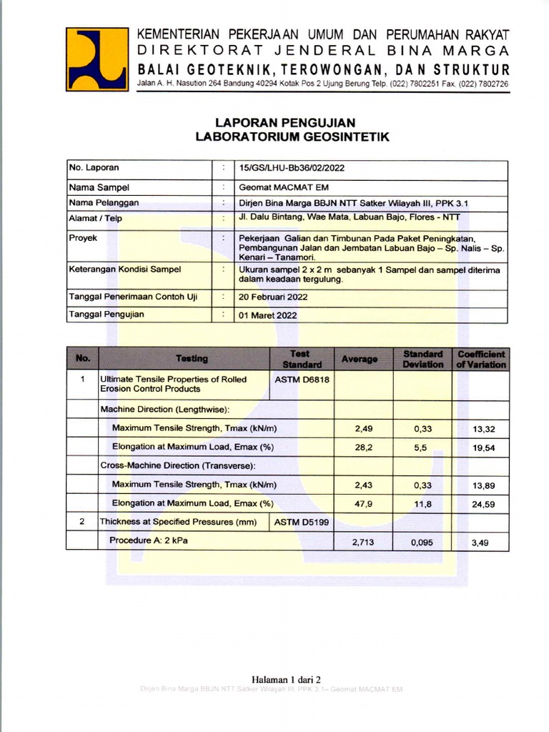 Lap - Pengujian Lab Geomat | PDF