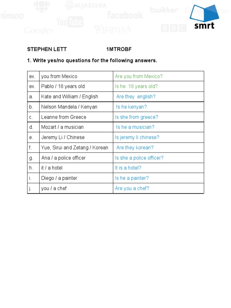 ENGL100 Grammar 3-1 - Question Form | PDF