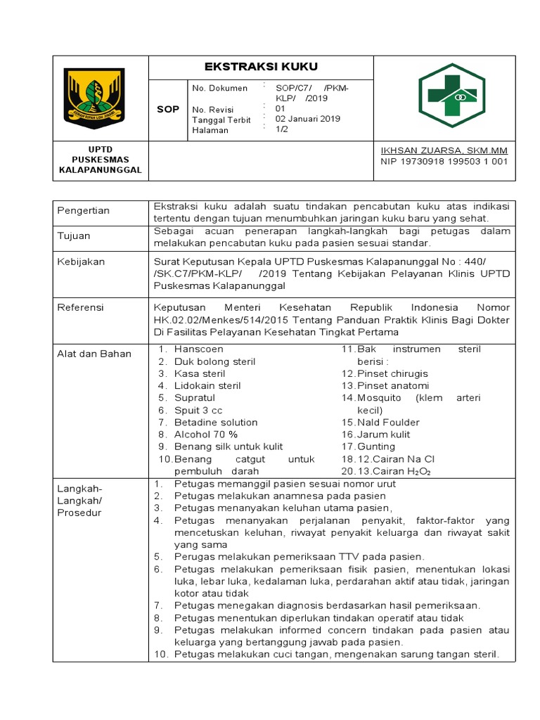 SOP Ekstraksi Kuku | PDF