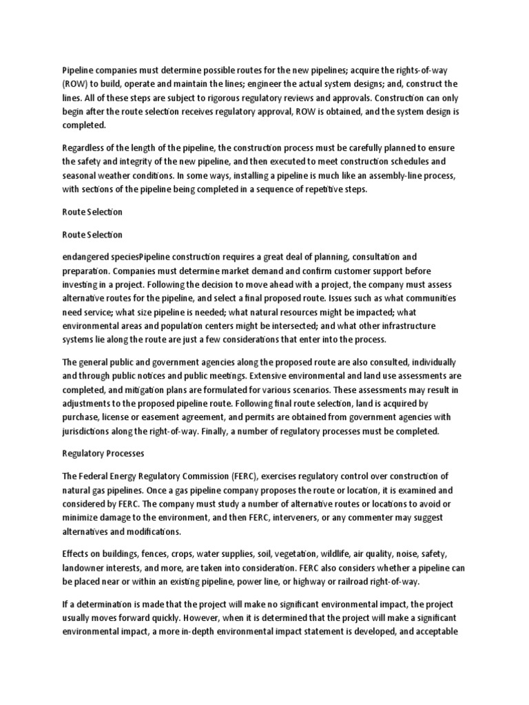 Planning and Executing a Safe and Compliant Pipeline Construction ...