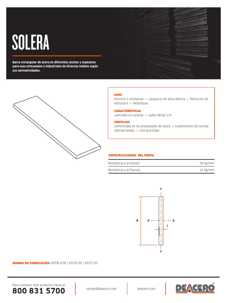 Soleras Deacero Ficha Tecnica | PDF | Rieles | Materiales de construcción