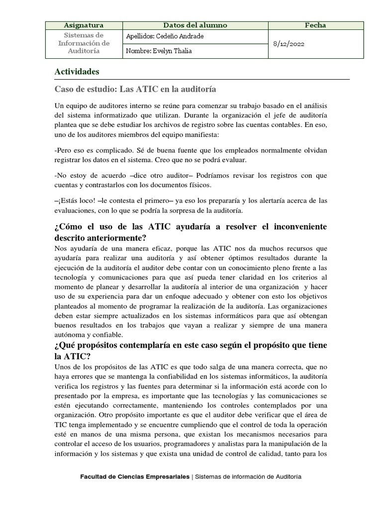 Uso de ATIC en Auditoría Efectiva | PDF | Auditoría | Información