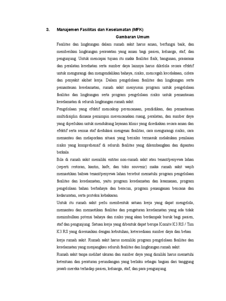 Manajemen Fasilitas Dan Keselamatan (MFK) | PDF | Sains & Matematika