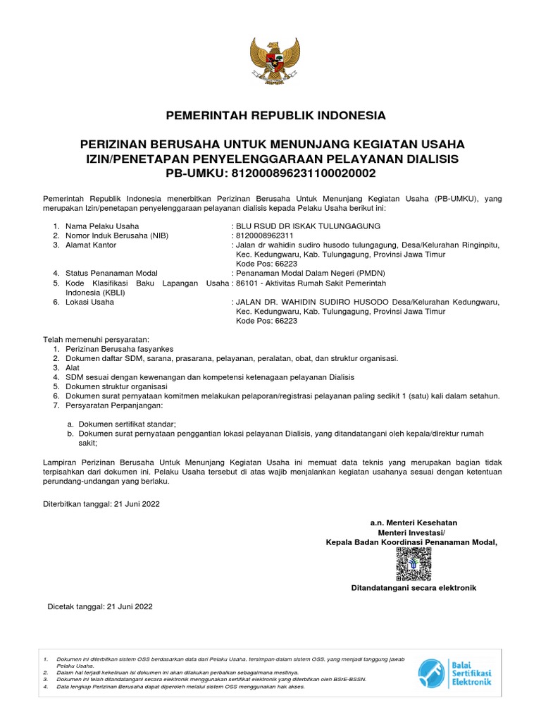 Perizinan Berusaha Untuk Menunjang Kegiatan Usaha | PDF